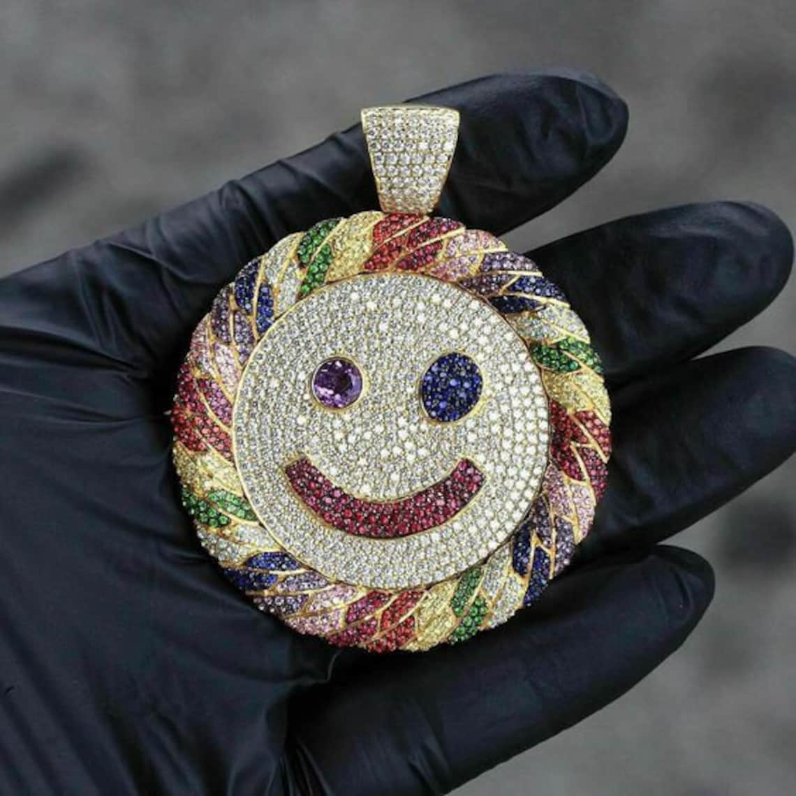 Sterling Silver 925 Antique Designer Round Diamond Smiley | Etsy