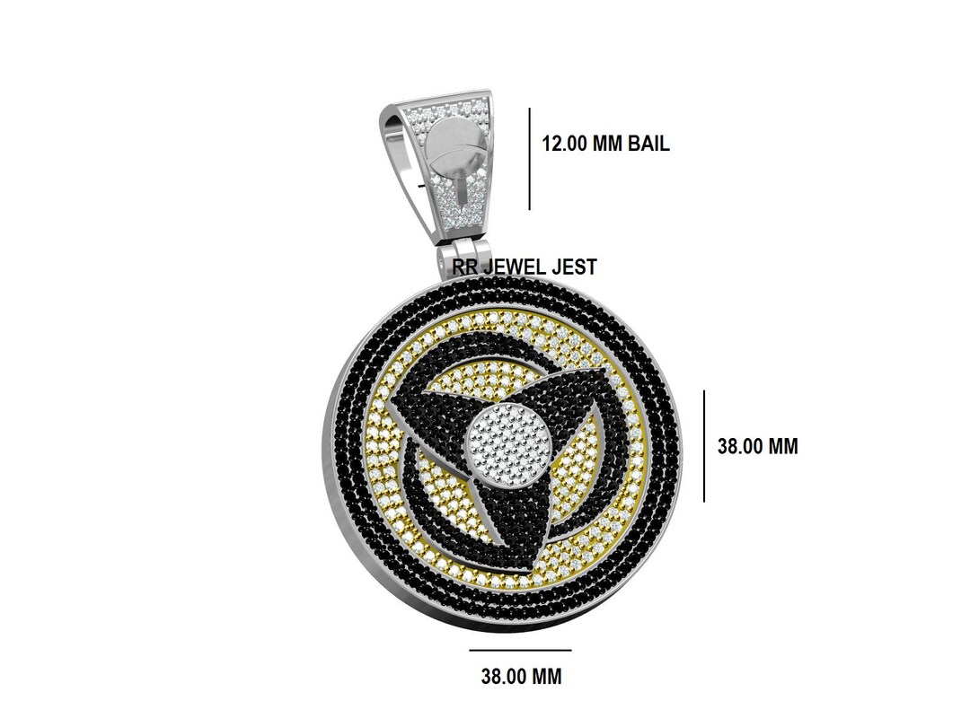 Classic Mangekyou Sharingan 925 Silver Pendant With White Moissanite ...