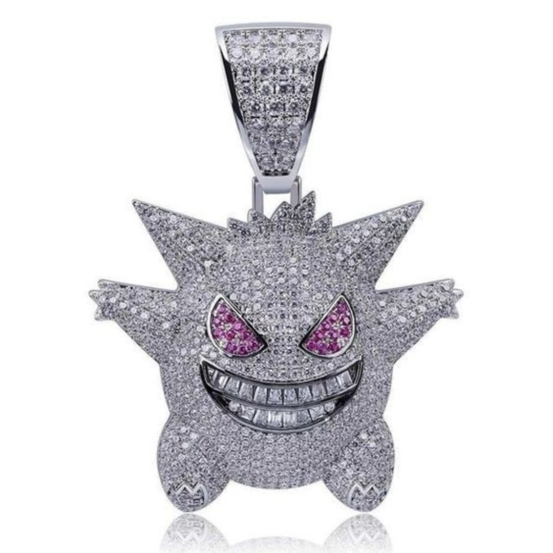 Sterling Silver 925 Fully Iced Out White Gold Plated Gengar Pendant - Etsy