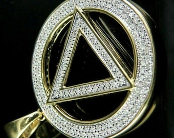 Round Diamond Yellow Gold Plated Illuminati Eminem Triangle Sign Sterling Silver 925 Pendant Etsy