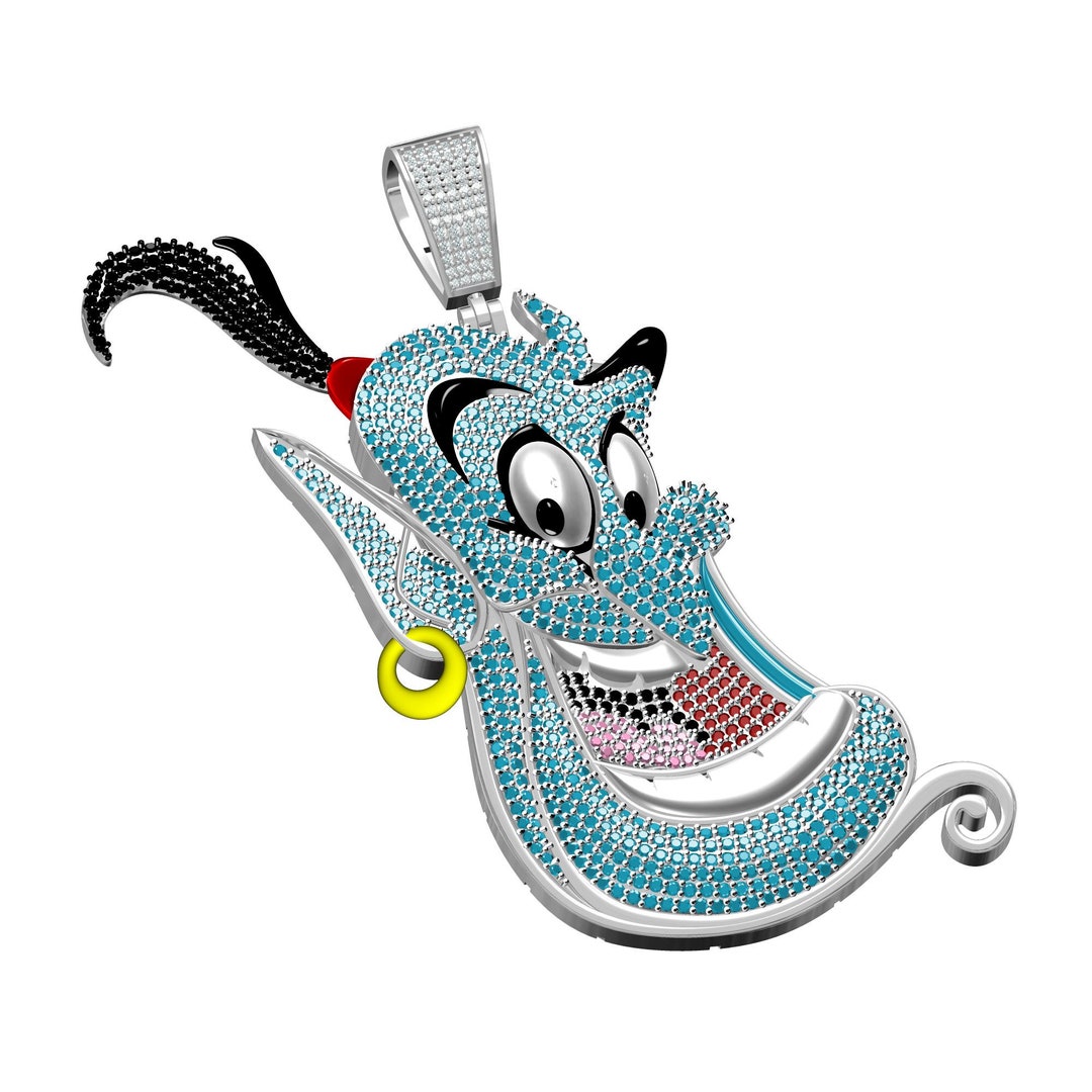 Aladdin Genie Pendant Silver 925 Cubic Zirconia Stone Color Stone ...