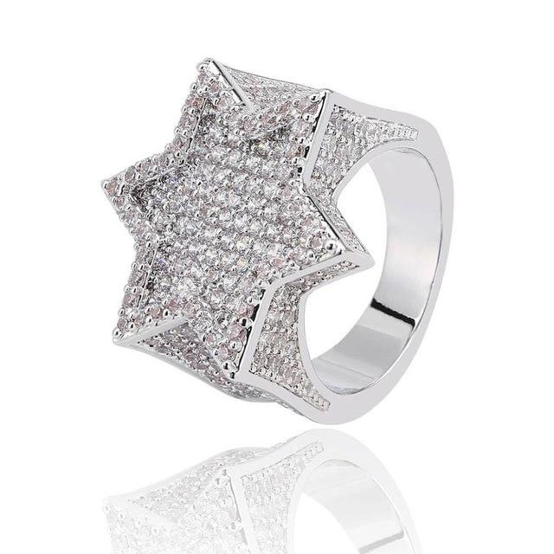 Sterling Silver 925 Fully Iced Out Hexagon Star Rings for Men - Etsy