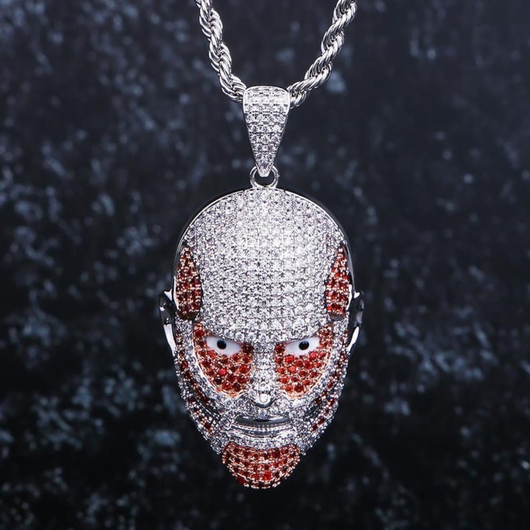 Japanese Anime Titan Pendant Iced Out Pendant 925 Silver With Gold ...