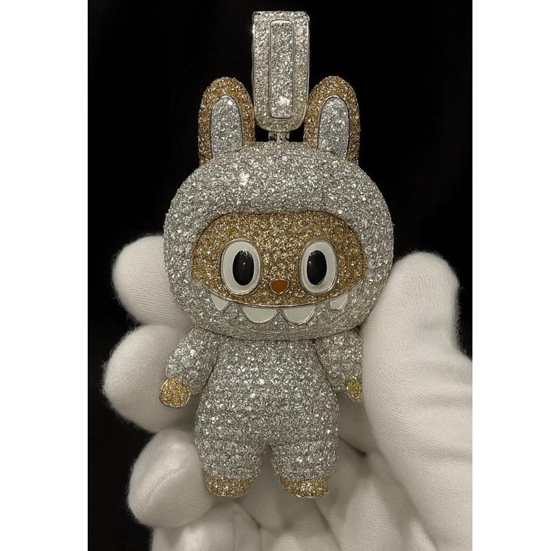 925 Silver Moissanite Labubu Cartoon Pendant, Crazy Exclusive Fast ...