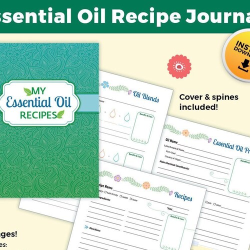 Essential Oil Printable Essential Oil Journal Recipe - Etsy