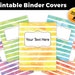 Watercolor Stripes Binder Covers & Spines, Editable and Printable ...