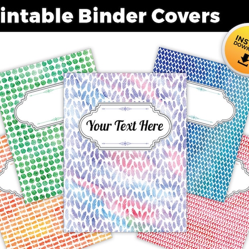 Binder Cover Printable Set of 5 Covers Spines Binder | Etsy