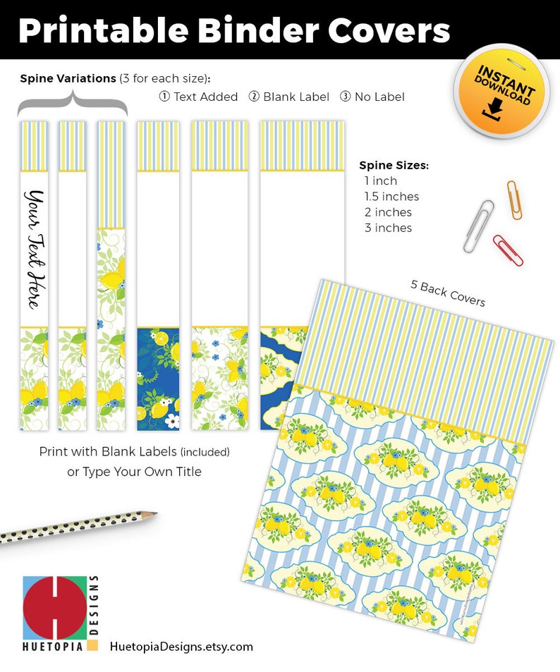 Binder Cover Printable, Set of 5 Covers Spines, Binder Insert, Planner ...