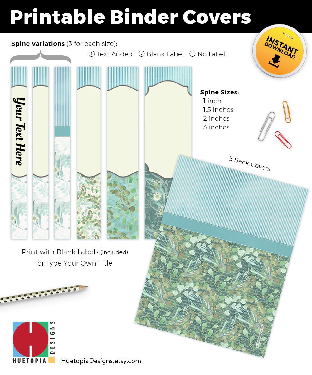 Binder Cover Printable, Set of 5 Covers + Spines, Binder Insert ...
