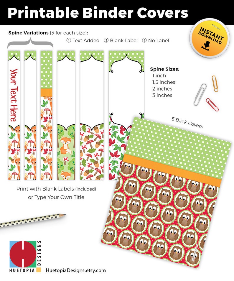 Binder Cover Printable, Set of 5 Covers + Spines, Binder Insert ...