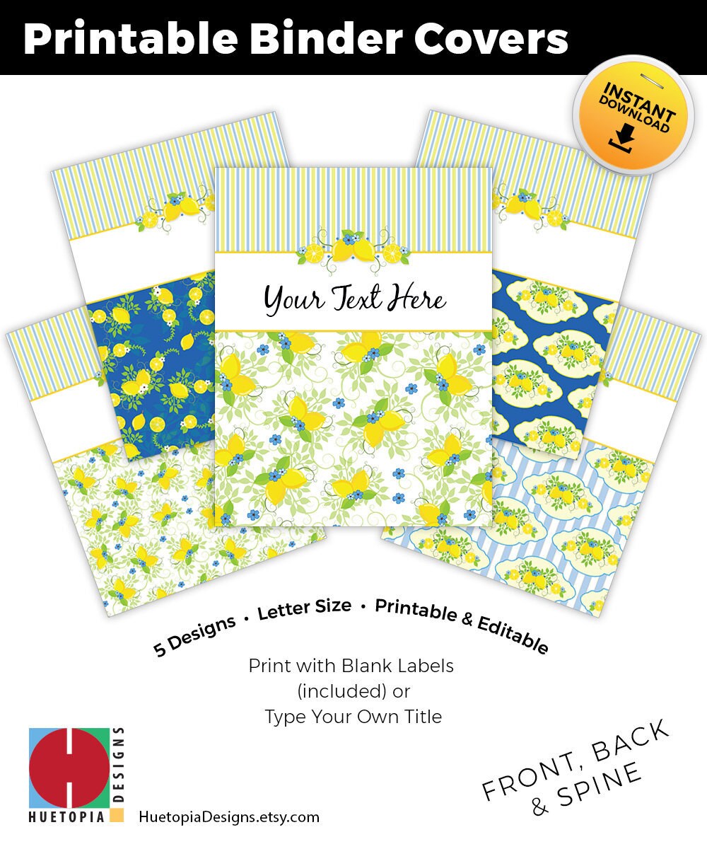 Binder Cover Printable, Set of 5 Covers Spines, Binder Insert, Planner ...