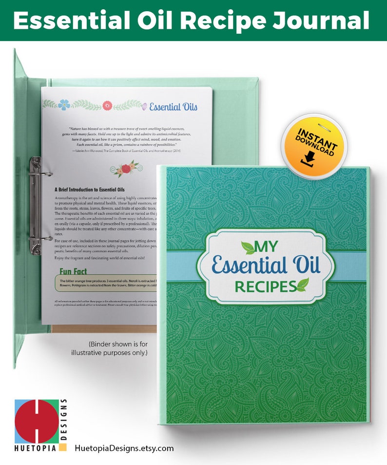 Essential Oil Printable, Essential Oil Journal, Recipe Organizer ...