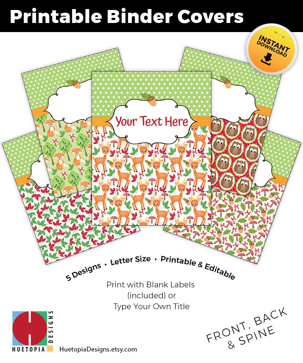 Binder Cover Printable, Set of 5 Covers Spines, Binder Insert, Planner ...