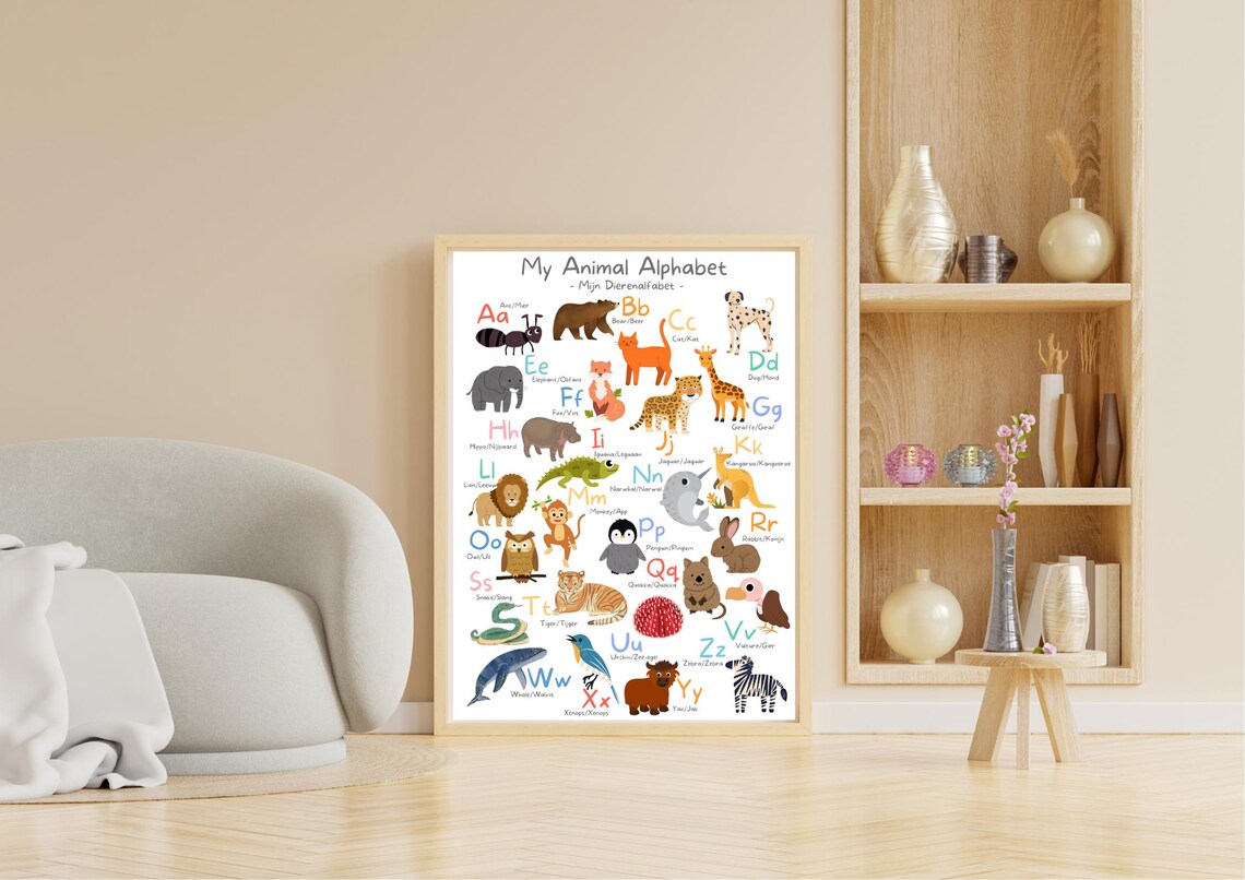 Bilingual Animal Alphabet Poster | English & French | Educational | ABC ...