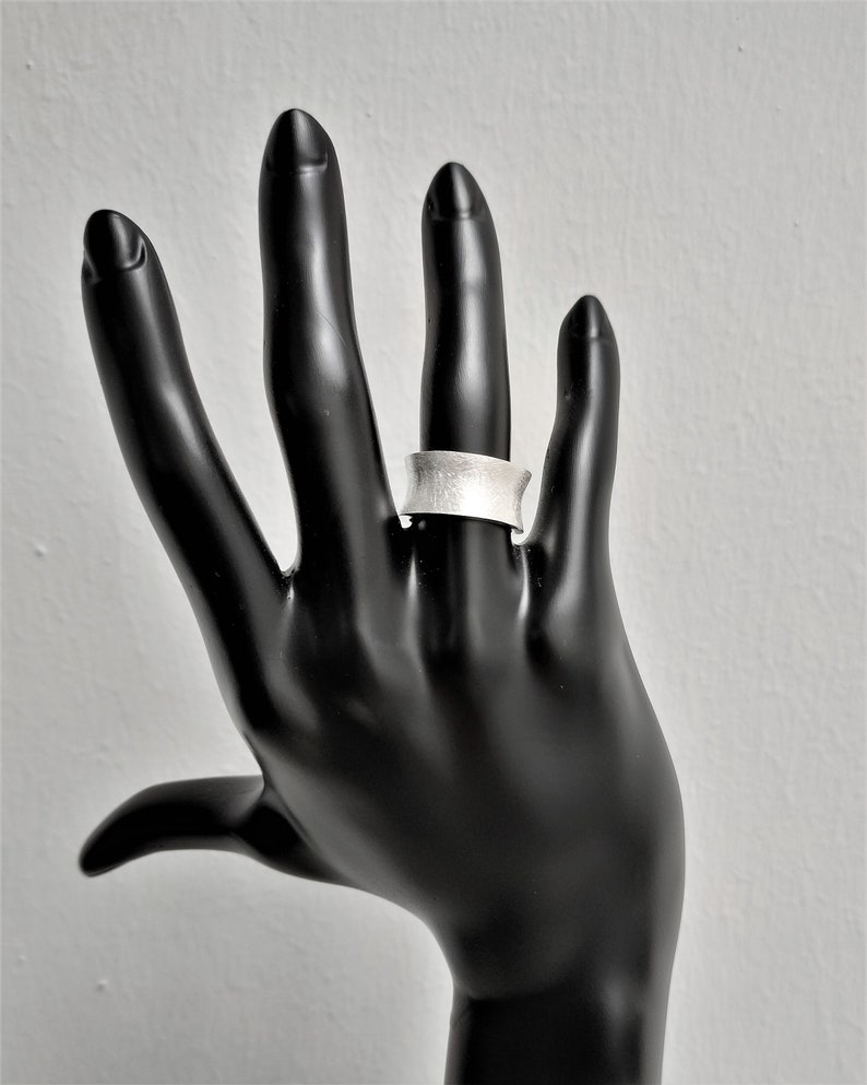Silver Ring Wide Structure Sandblasted Shiny Sterling Silver 925 - Etsy
