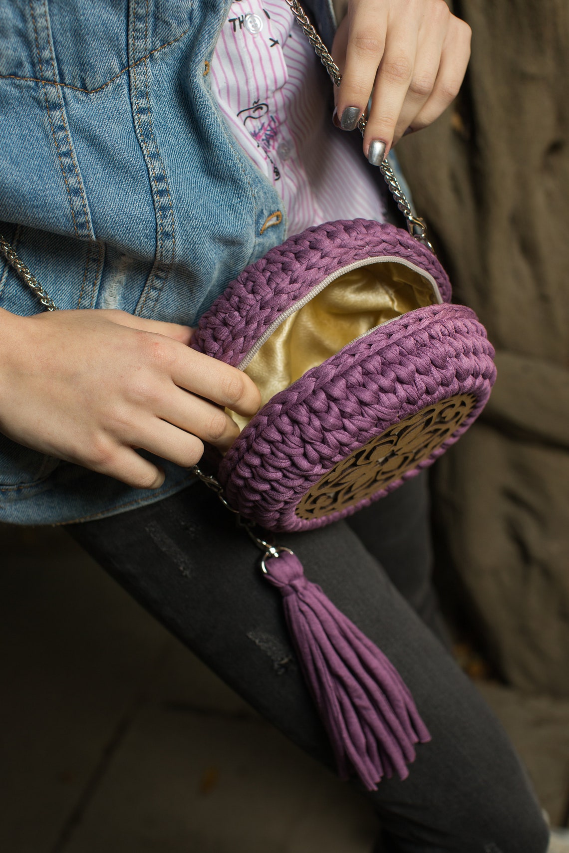 Floral Handcrafted Bag | Bohemian Round Bag, Boho Chic, Women’s Bag ...