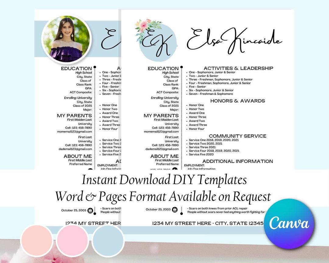 Elsa Sorority Resume, Cover & Photo Collage CANVA Templates - Etsy