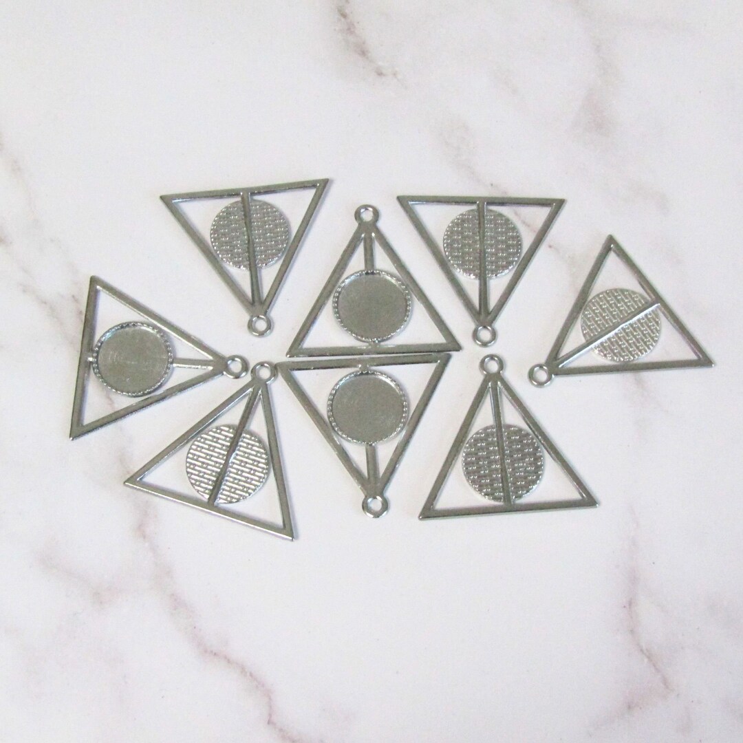 Triangular Tibetan Silver Bezel: Resin Cabochon Jewelry Making (8 Pc ...