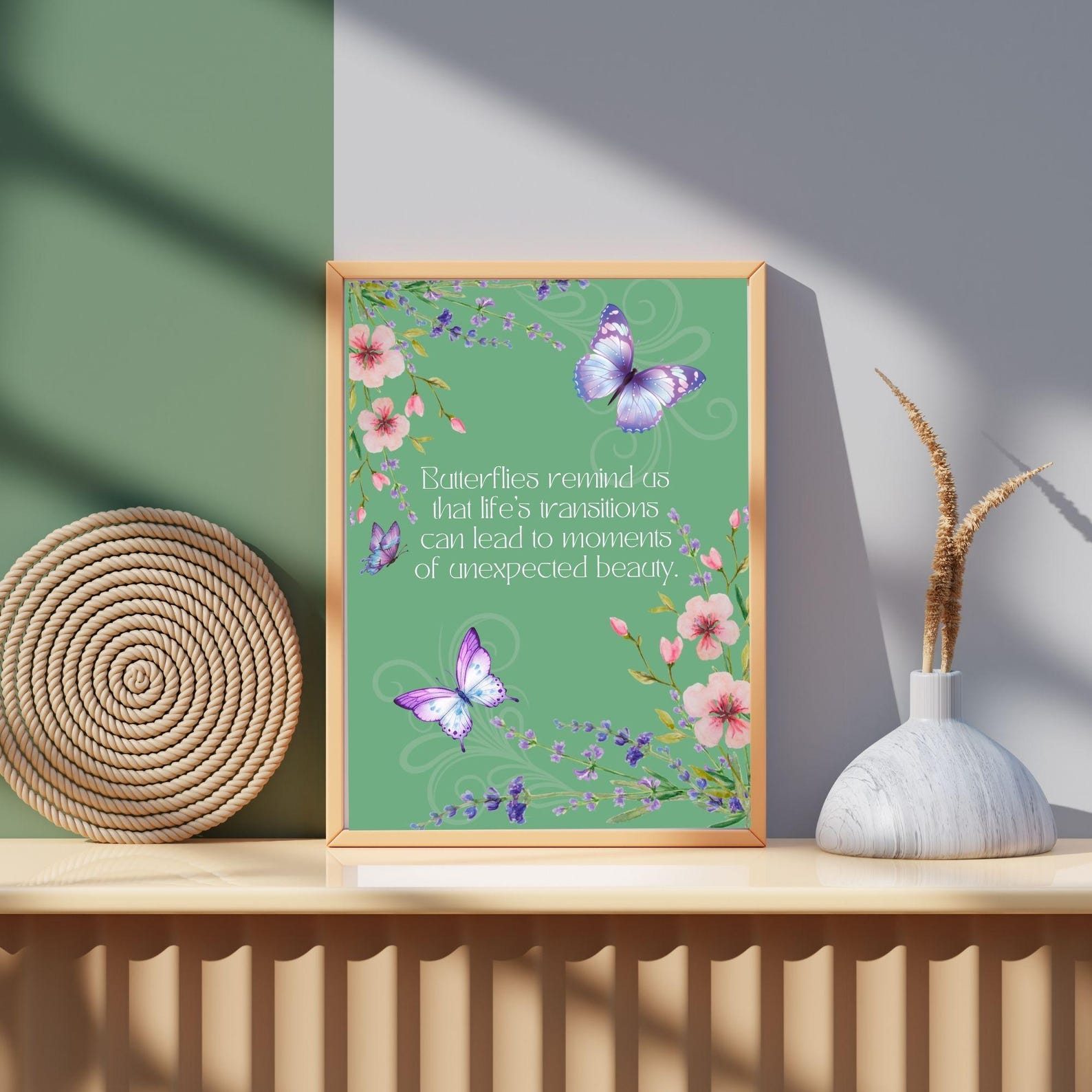 Butterfly Positivity Quote Print: Inspirational Floral Wall Art ...