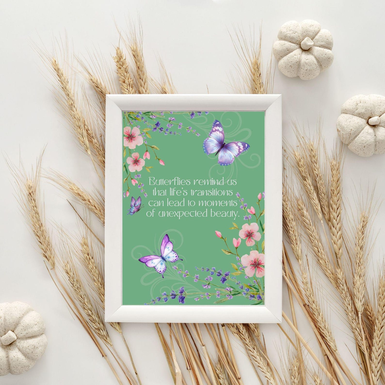 Butterfly Positivity Quote Print: Inspirational Floral Wall Art ...