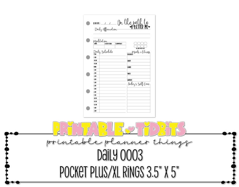 Printable Daily Planner Insert for Pocket Plus Ring Planners - Etsy