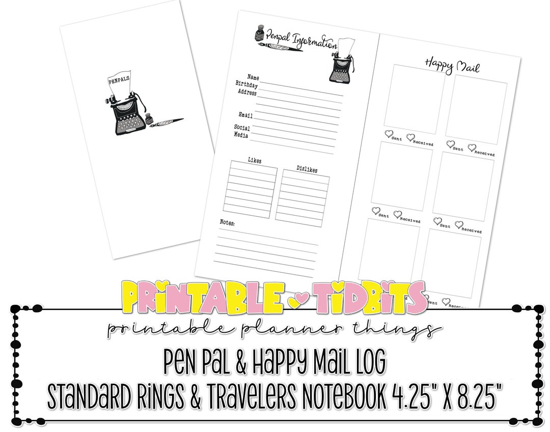 Printable Penpal & Happy Mail Tracker for Standard Rings or - Etsy