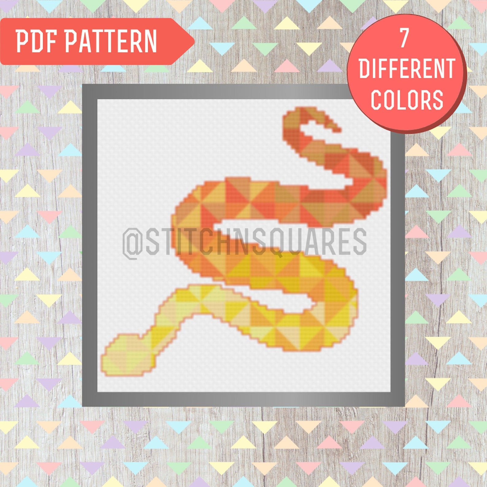 Geometric Snake Cross Stitch Pattern Animal PDF Printable - Etsy