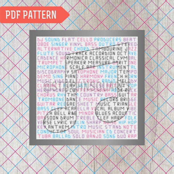 Backstitch Music Calligram Text Art Cross Stitch Pattern PDF | Etsy