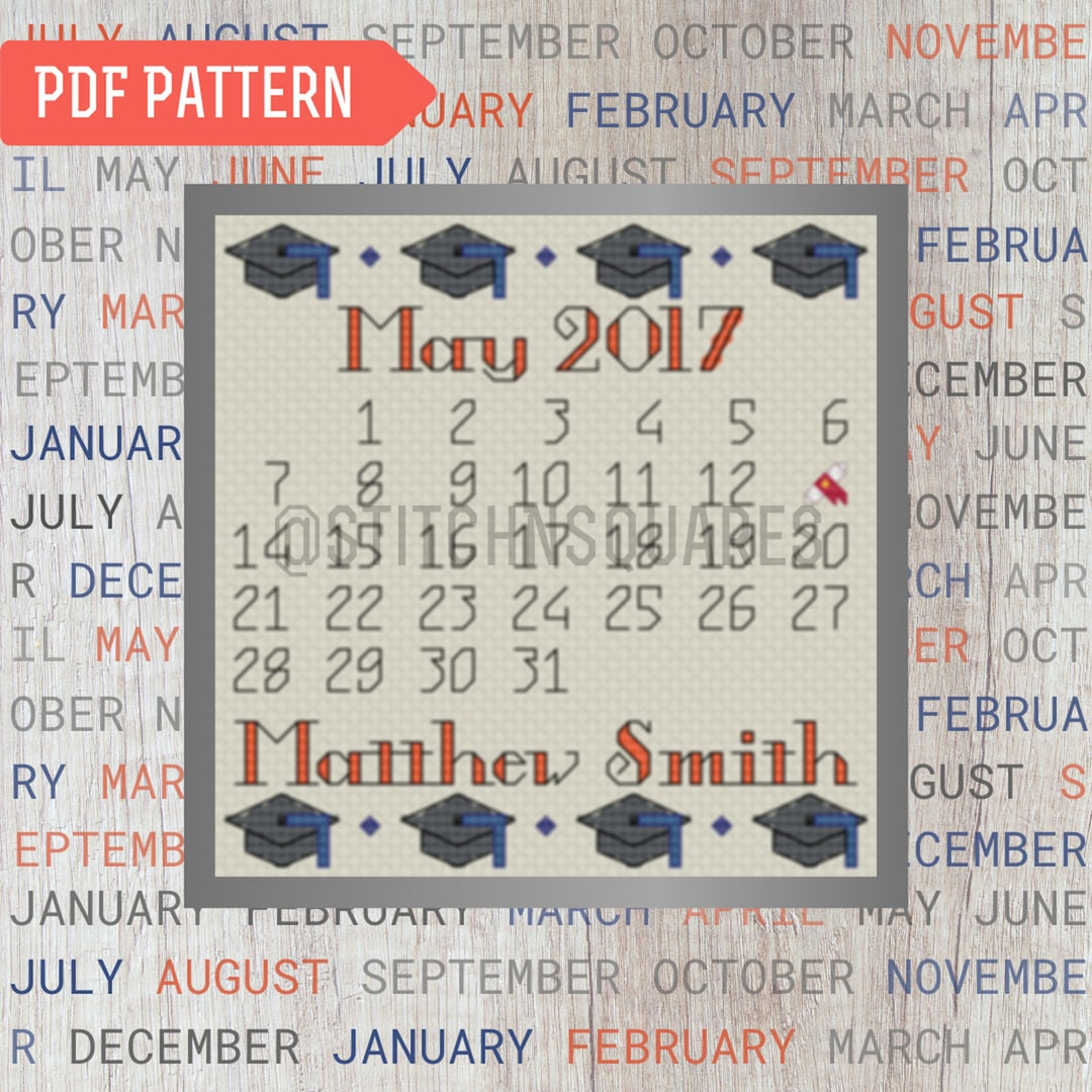 Custom Graduation Calendar Cross Stitch Digital Pattern PDF Printable ...