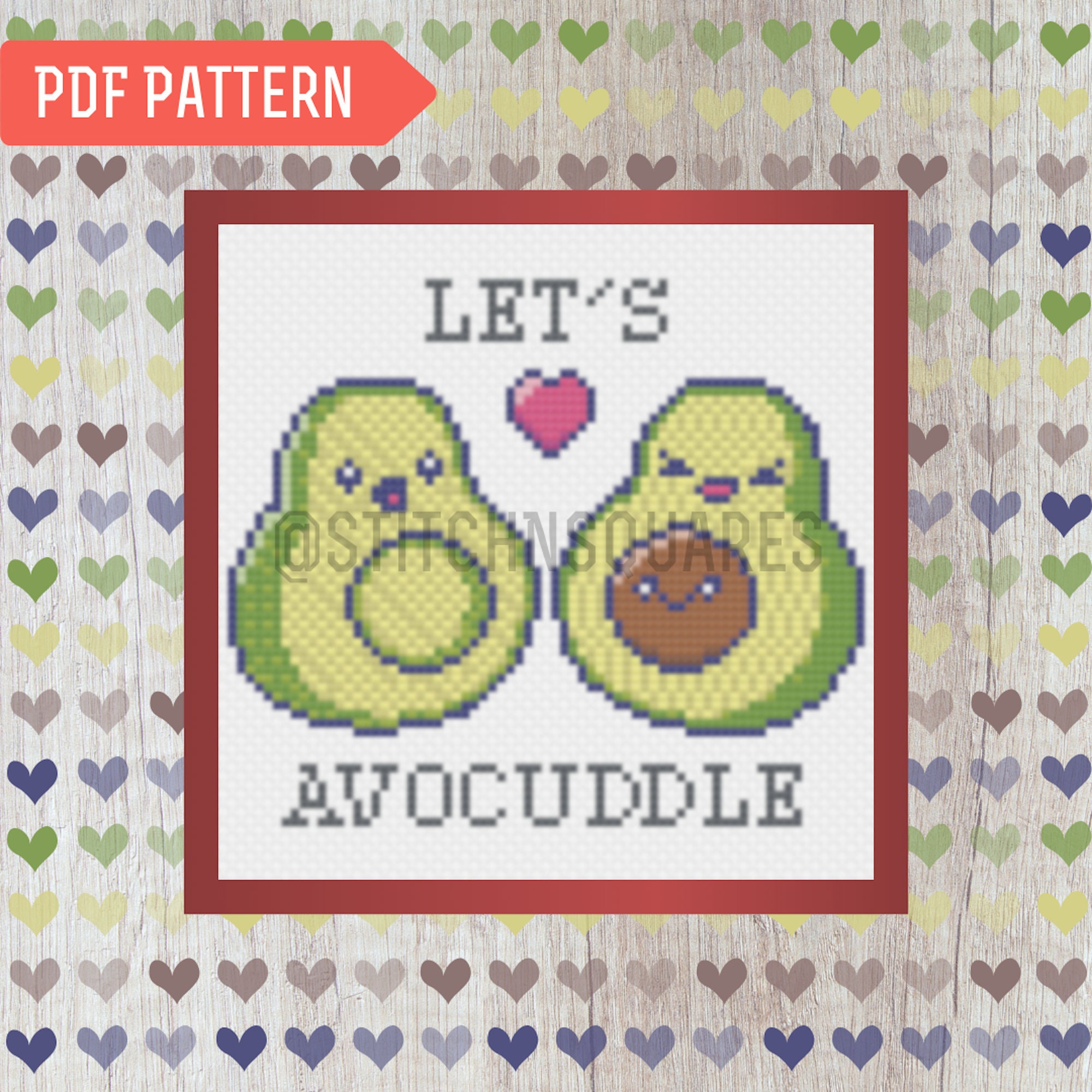 Avocuddle Patrón Punto de Cruz San Valentín PDF Imprimible - Etsy España