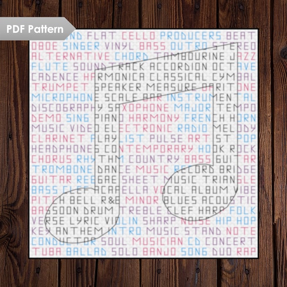 Backstitch Music Calligram Text Art Cross Stitch Pattern PDF | Etsy