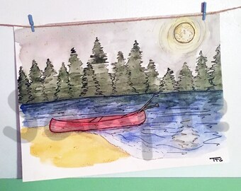 Canoe painting | Etsy
