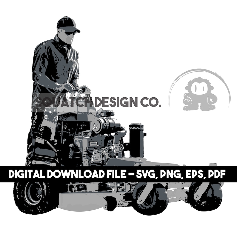 Stand-on Lawn Mower With Driver DIGITAL DOWNLOAD Svg, Png, Jpg, Eps ...
