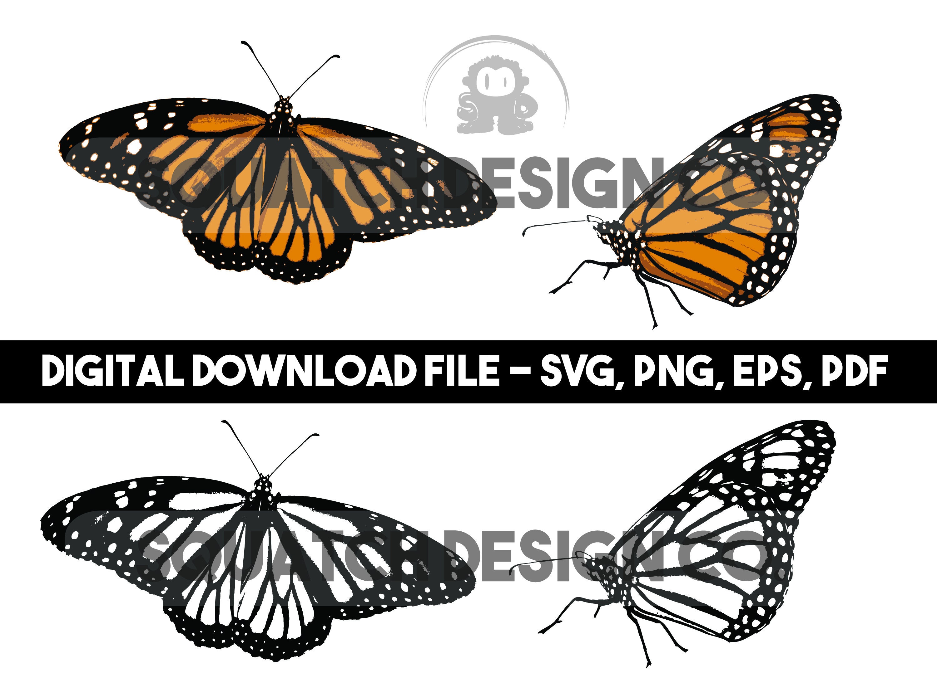 Monarch Butterflies DIGITAL DOWNLOAD Svg, Png, Jpg, Eps FILE - Etsy