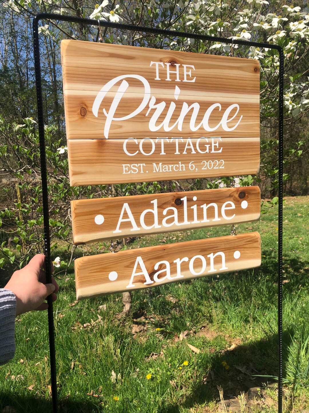 3-tiered Custom Wood Sign, Custom Garden Sign, Personalized Garden Sign ...
