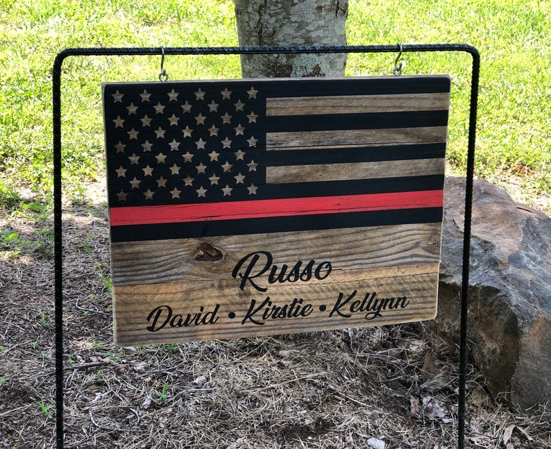 Thin Red Line Sign Thin Red Line Decor Firefighter Decor | Etsy