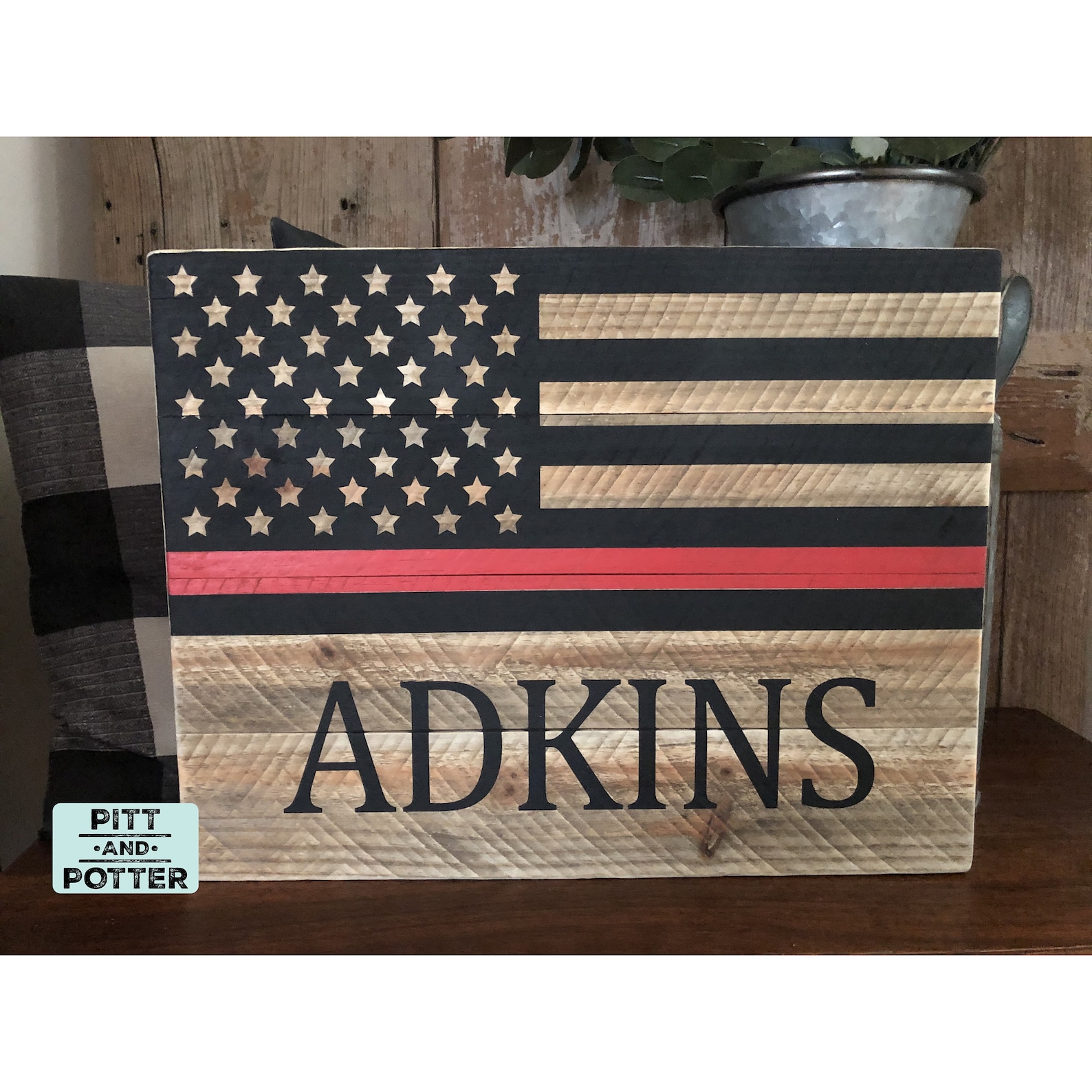 Thin Red Line Sign Thin Red Line Decor Firefighter Decor | Etsy