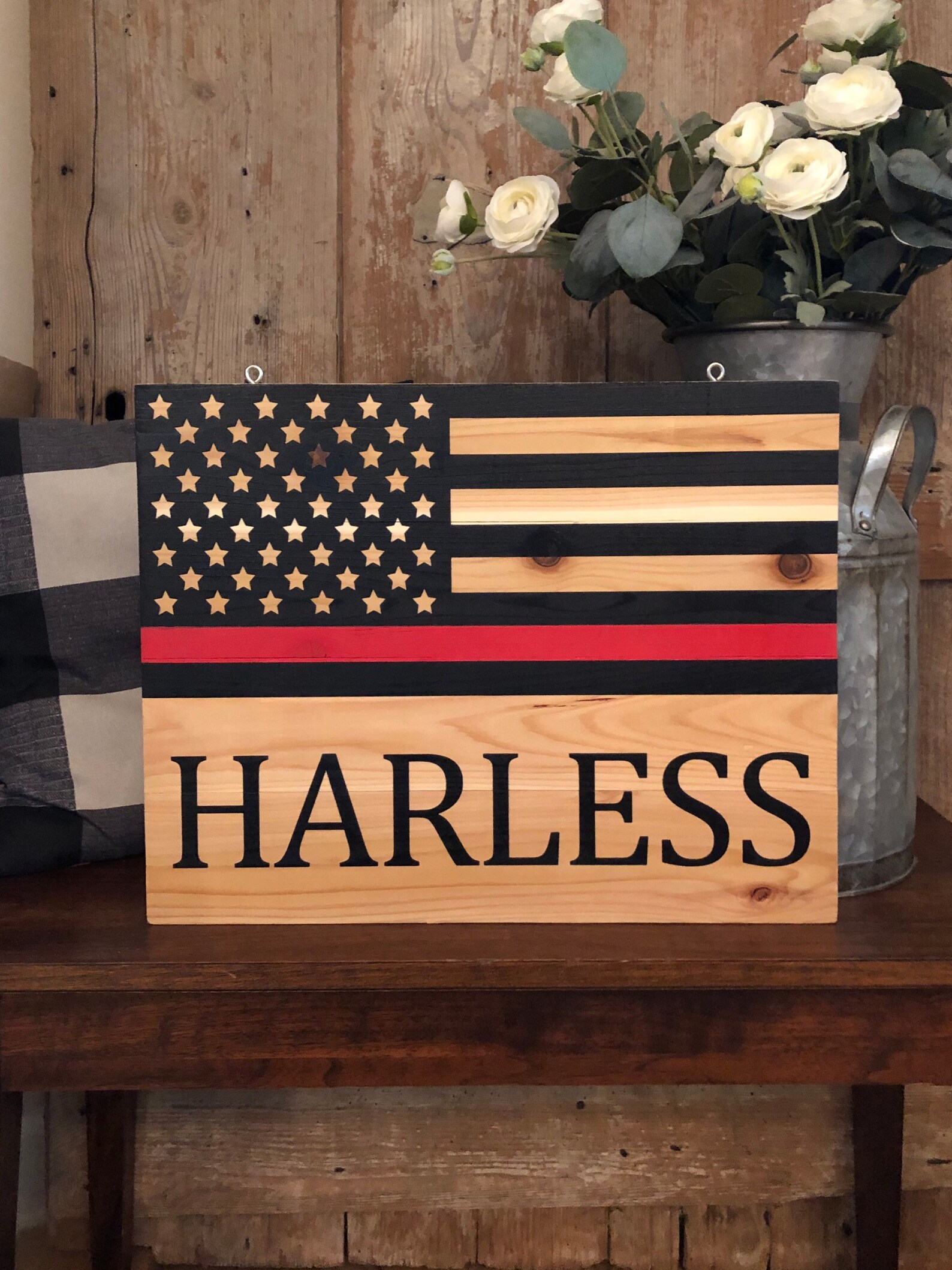 Thin Red Line Sign, Thin Red Line Decor, Firefighter Decor, Firefighter ...