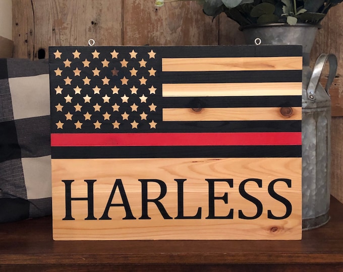 Thin Red Line Sign, Thin Red Line Decor, Firefighter Decor, Firefighter ...