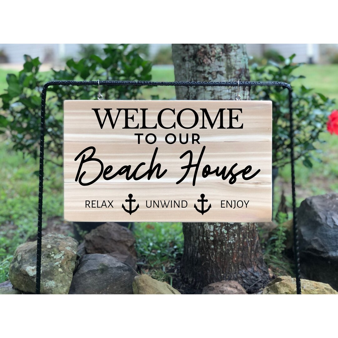 Beach House Wood Sign, Welcome to Our Beach House, Anchor, Beach House ...