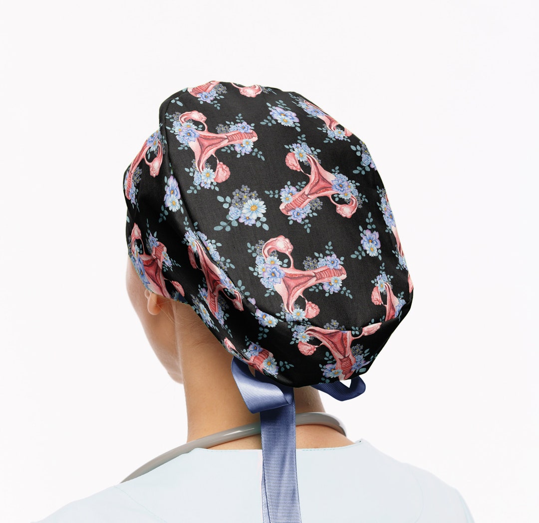 Uterus Scrub Caps Ob Gyn Surgical Hat Women Euro Scrub Cap Etsy