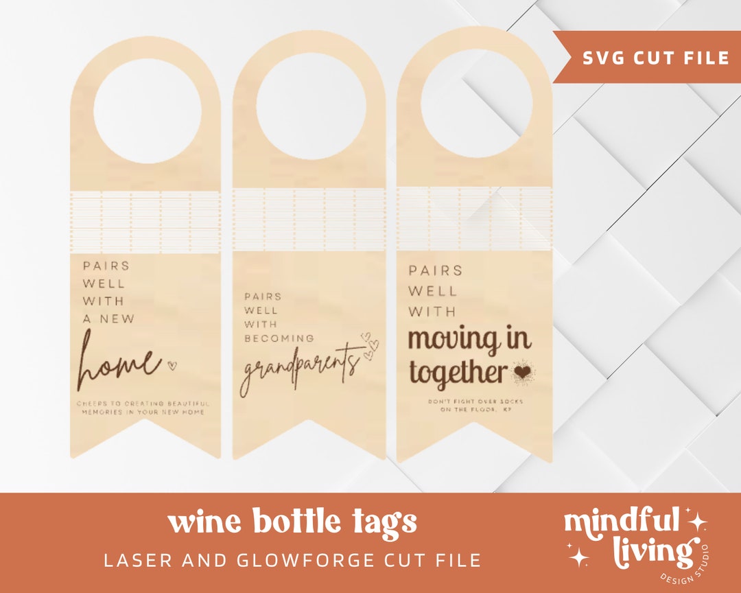 Wine Bottle SVG, Wine Bottle Tag SVG, Wine Bottle Tag Cut File, Laser ...