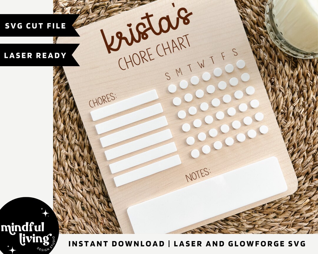 Chore Chart Sign SVG, Chore Chart Glowforge File, Chore Chart Laser ...