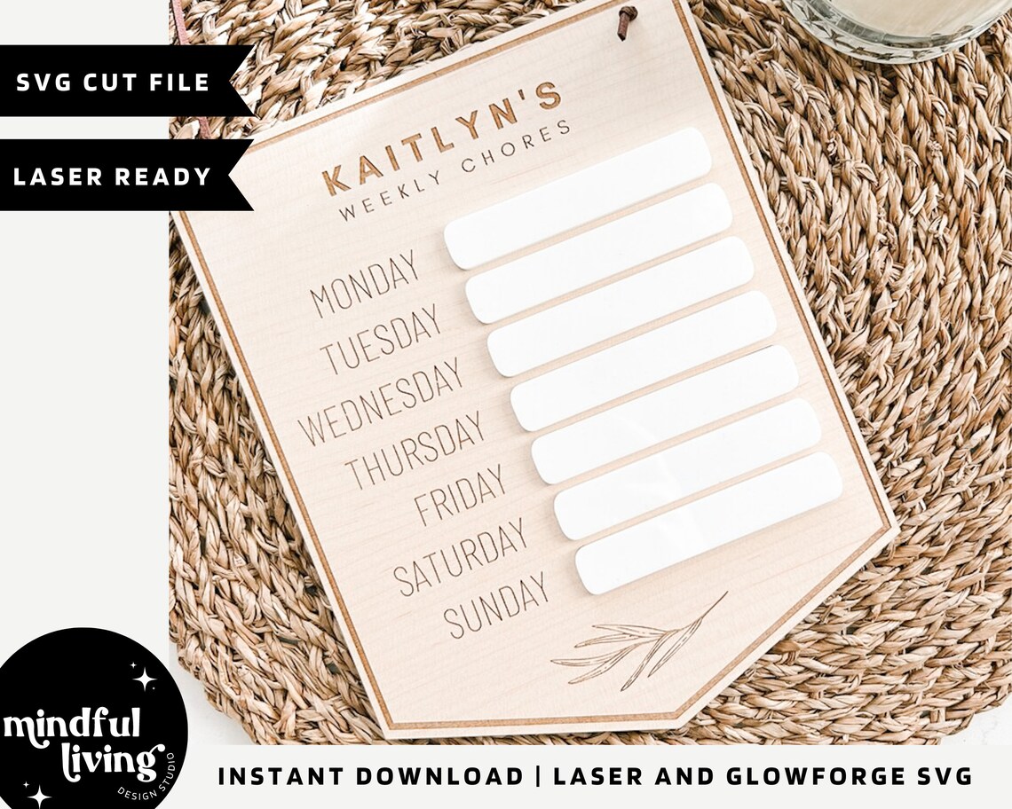 Chore Chart SVG Chore Chart Glowforge File Chore Chart Laser - Etsy