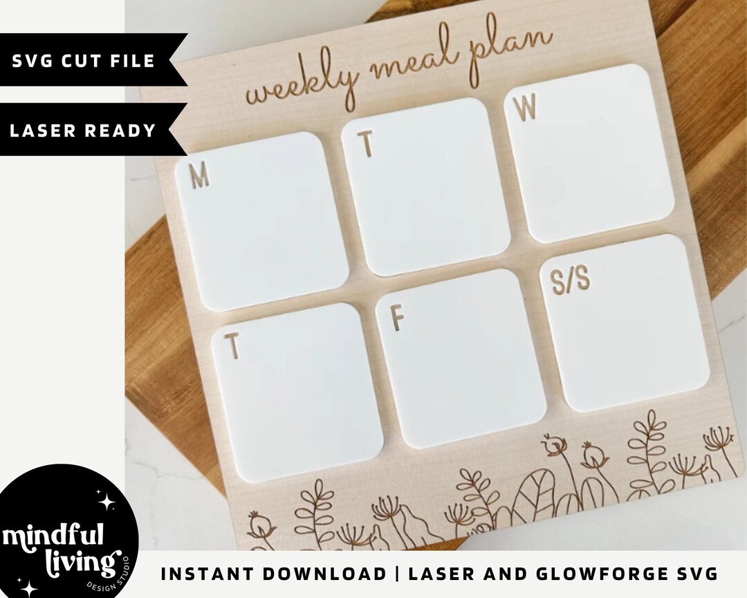 Meal Planner SVG, Meal Planner Glowforge File, Meal Plan Laser File ...