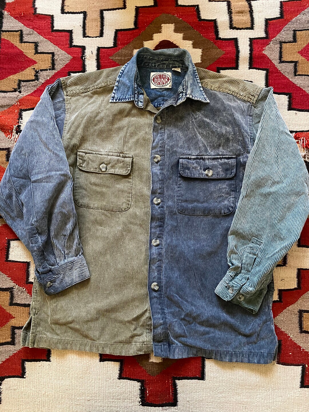 1990s Thick Corduroy Colorblocked Shirt Size Large - Etsy