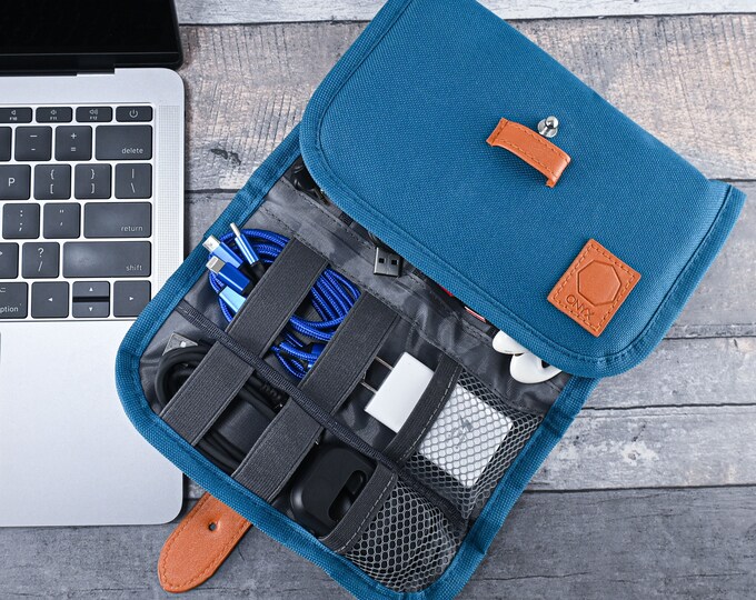 Blue Electronics Organizer Bag Portable Travel Accessories - Etsy