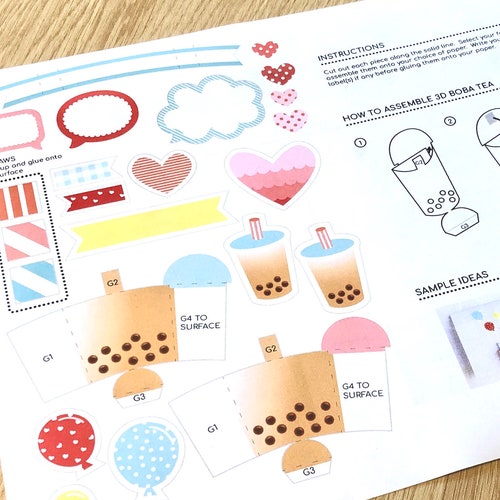 Bubble Tea Origami Boba Tea Printable Template Digital - Etsy