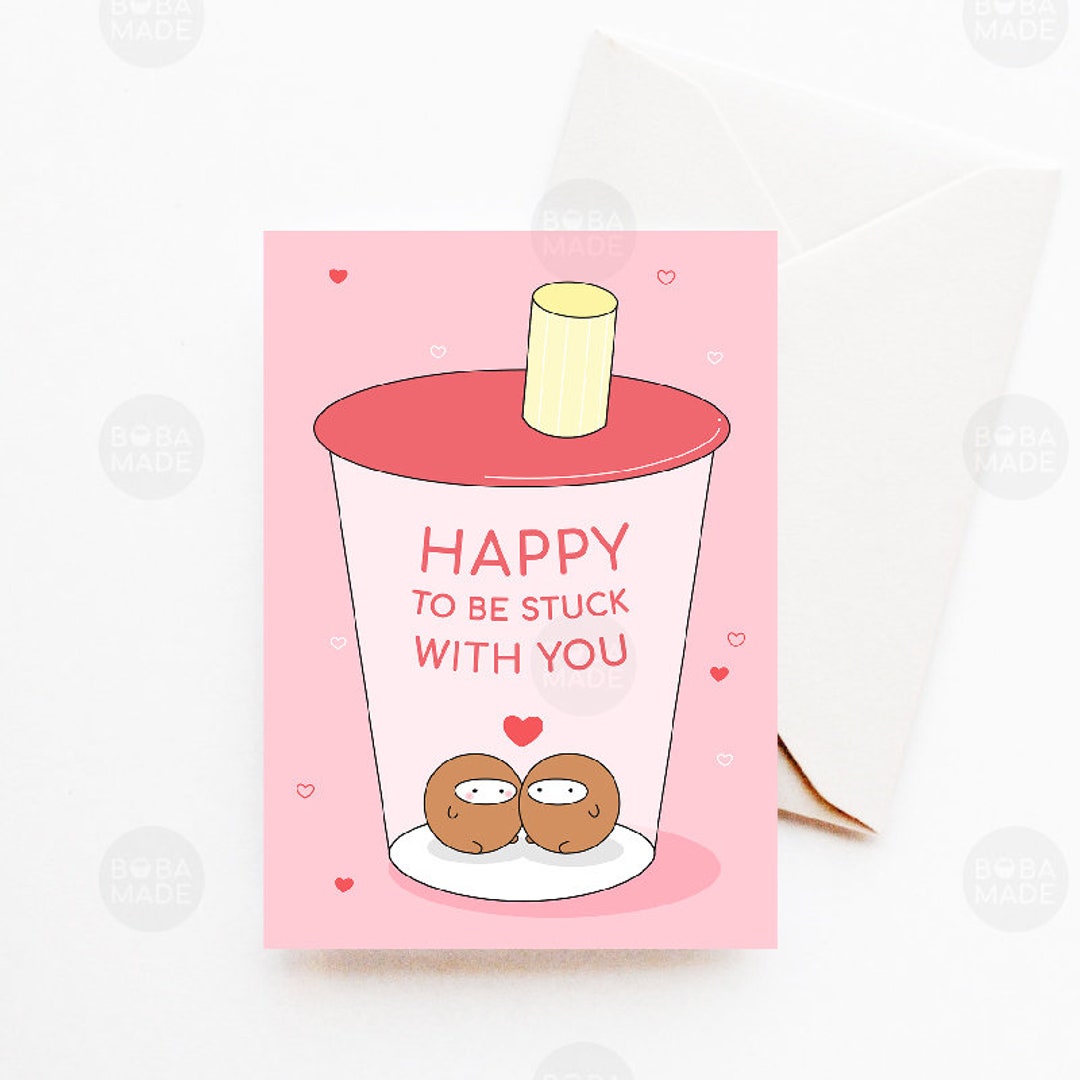 Cute Friendship Card Boba Tea Card Bubble Tea Card Funny - Etsy