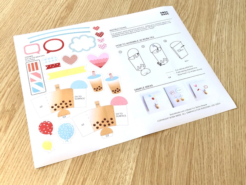 DIY Bubble Tea Card | Boba Tea Card | DIY Card Set | Bubble Tea ...